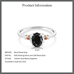 Gem Stone King 925 Silver and 10K Rose Gold Oval Gemstone Birthstone Engagement Ring | Oval 7X5MM | Wedding Engagement Anniversary Solitaire Promise Ring For Women