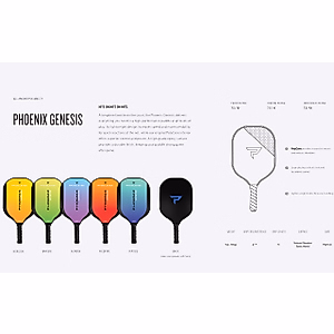 Paddletek Phoenix Genesis - Professional Pickleball Paddles with Honeycomb Core – Polycore & Fiberglass Epoxy Surface - High Tack Performance Grip – 7.4 oz to 7.8 oz – USAPA Approved (Purple)
