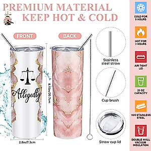 Domensi 6 Pcs Funny Allegedly Lawyer Gifts Judge Gift Lawyer Appreciation Day Gift 20 oz Marble Sign Tumbler Makeup Bag Notepad Ballpoints for Law Paralegal School College Teacher(Pink)