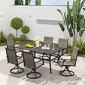 VICLLAX Patio Swivel Dining Chairs Set of 2 Outdoor Chairs with Armrest, Textilene Fabric Outdoor Patio Chair, Black Frame