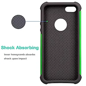 Jeylly iPhone SE Case (1st gen - 2016), iPhone 5S Cover, Shock Absorbing Hard Plastic Outer + Rubber Silicone Inner Scratch Defender Bumper Rugged Hard Case Cover for Apple iPhone SE/5S - Green