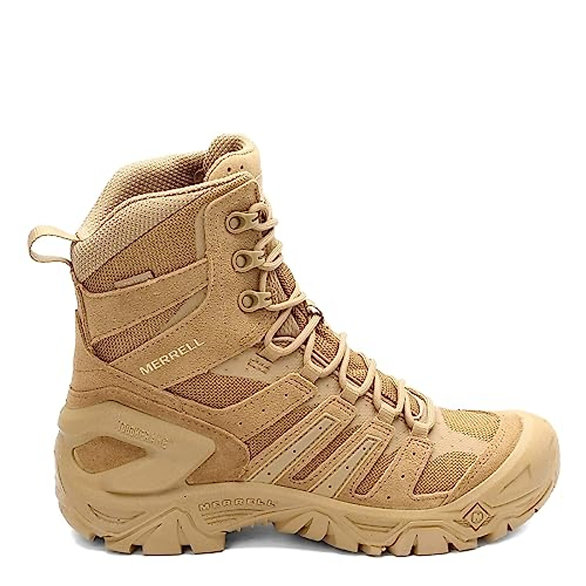 Merrell Men's Strongfield Tactical 6” Waterproof Boots, Breathable & Comfortable Work Combat Hiking Shoes Military, Dark Coyote, 9