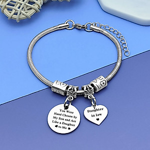 DlaeKua Daughter in Law Gift from Mother in Law Jewelry Bracelet for Women Bride Gift for Daughter in Law On Wedding Day Inspirational Birthday Christmas Gifts for Daughter in Law from Father in Law