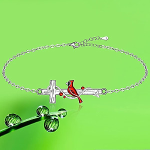 Cross Red Cardinal Bracelet for Women Memorial Cardinal Appear When Angels Are Near Cardinal Bracelets Cute Bird Sympathy Jewelry Gifts for Loss of Loved One