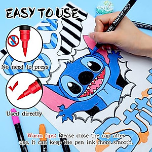 DEYONI Dual Tip Acrylic Paint Pens, 26 Colors, Medium and Brush Tips, Ideal for Rock Painting, Ceramic, Wood, Plastic, Calligraphy, Scrapbooking, Card Making, DIY Crafts