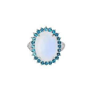 YoTreasure Moonstone London Blue Topaz 925 Sterling Silver Chunky Ring Jewelry