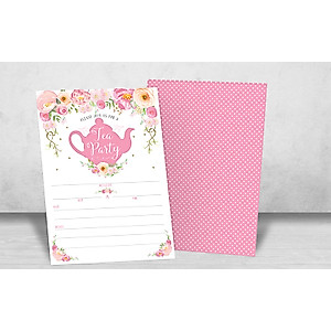 Your Main Event Prints Tea Party Invitations - Tea Party Invites for Birthday, Baby Shower, Bridal Shower, Engagement Party, Royal Princess Tea Party - 20 Invitations and White Envelopes