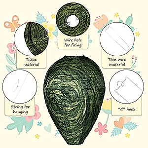 Wasp Nest Decoy Hanging Wasp Repellent Deterrent Upgraded Waterproof Material Fake Nest Decoys for Wasps Hornets Yellow Jackets Home Garden Yard Outdoors (Dark Green,4 Pieces)