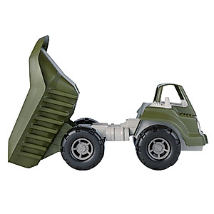 TimMee Big Military Dump Truck with 6pc Jumbo Army Men Olive Green - USA Made