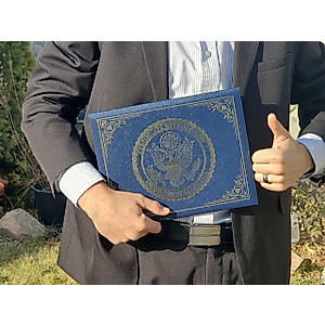 U.S. Citizenship and Naturalization Certificate Holder. Gold American Eagle logo 'Certificate of Citizenship', Padded with cover.