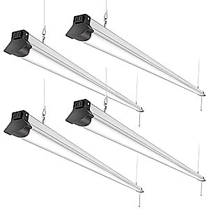 FAITHSAIL Linkable 8FT LED Shop Light, 110W, 12000 Lumen, 5000K, 8 Foot LED Fixture for Garage, Warehouse, Workshop, Plug in with Power Cord, Pull Chain, Daylight Lighting, 4 Pack