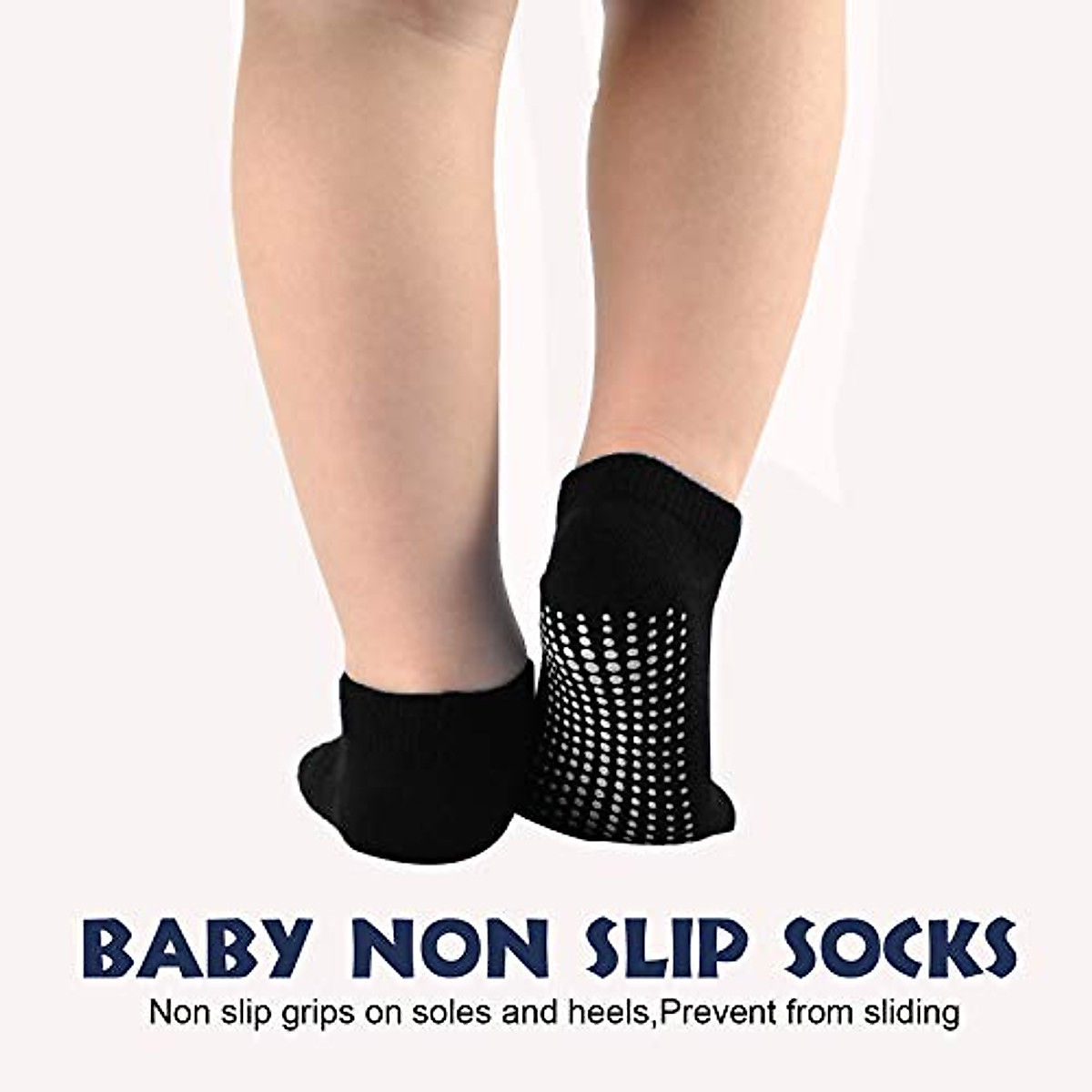 EPEIUS Baby Socks Low Cut Non-Slip Socks for Toddler Boys Girls Ankle Socks with Grips Value Pack Kids Grip Socks Non Skid 12 Pack 3-5 Years