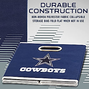 Franklin Sports NFL Dallas Cowboys Collapsible Storage Bin NFL Folding Cube Storage Container Fits Bin Organizers Fabric NFL Team Storage Cubes One Size