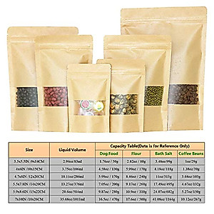 SumDirect Kraft Zip Lock Stand Up Bags Pouches with Notch and Matte Window,7X10 Inches,9.5oz,Pack of 50