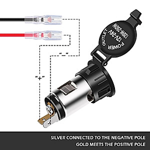 Car Cigarette Lighter Socket - 12V Cigarette Lighter Socket with Waterproof Cover & Extension Cable - Universal Car Accessories Lighter Power Outlet Socket for Car Truck SUV Motorcycle(1PCS)