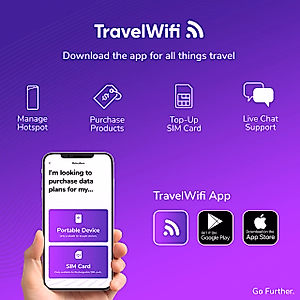 TravelWifi Sapphire 5G Mobile Hotspot, Portable WiFi Hotspot for Travel, CloudSIM Technology, Large Touch Screen, Network Congestion Monitoring, Preloaded 5GB Free Global Data, Optional Sim Card Slot