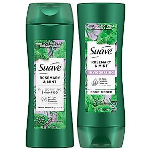 Suave Shampoo and Conditioner, Rosemary & Mint – Invigorating Formula with 100% Natural Essential Oils, 12.6 Oz Ea
