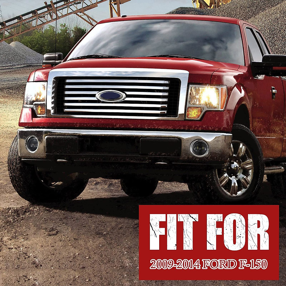 BUNKER INDUST f150 LED Fog Lights Compatible with Ford F-150 2009 2010 2011 2012 2013 2014, 1 Pair OEM Replacement Front Bumper Driving 4.5" Round Fog Lamp Kit