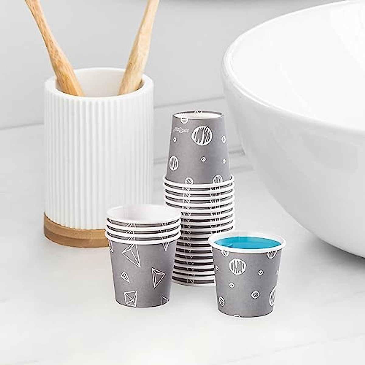 JOLLY PARTY 2 oz Small Paper Cups,360 Pack Bathroom Cups, Mouthwash Cups, Disposable Mini Paper Cups for Bathroom, Paper Sampling Cup