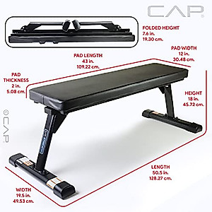 CAP Barbell Strength Premium Foldable Flat Bench, Black (FMIS-CS103F)