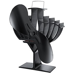 Hanaoyo Upgraded Wood Stove Fan Max Airflow, Large-Sized Heat Powered Stove Fan Non Electric Fireplace Fan, Wood Stove Accessories, Stove Fan for Wood/Gas/Log Burner Stove/Fireplace