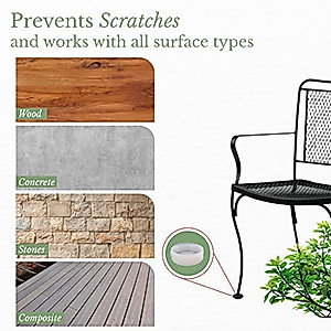 Sunnliand Patio 1-1/4" Deluxe Wrought Iron Chair Glides, Protect Your Outdoor Furniture, Chair Leg Floor Protectors, Plastic Floor Protector, Round, Pack of 25, White