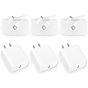 3 Pack iPhone Fast Charger, USB C Charger 20W [Apple MFi Certified] iPhone Charger PD USB C Wall Charger Adapter with 6FT USB C to Lightning Cable for iPhone 14/13/12/11/X/XR/XS/8, iPad, AirPods Pro