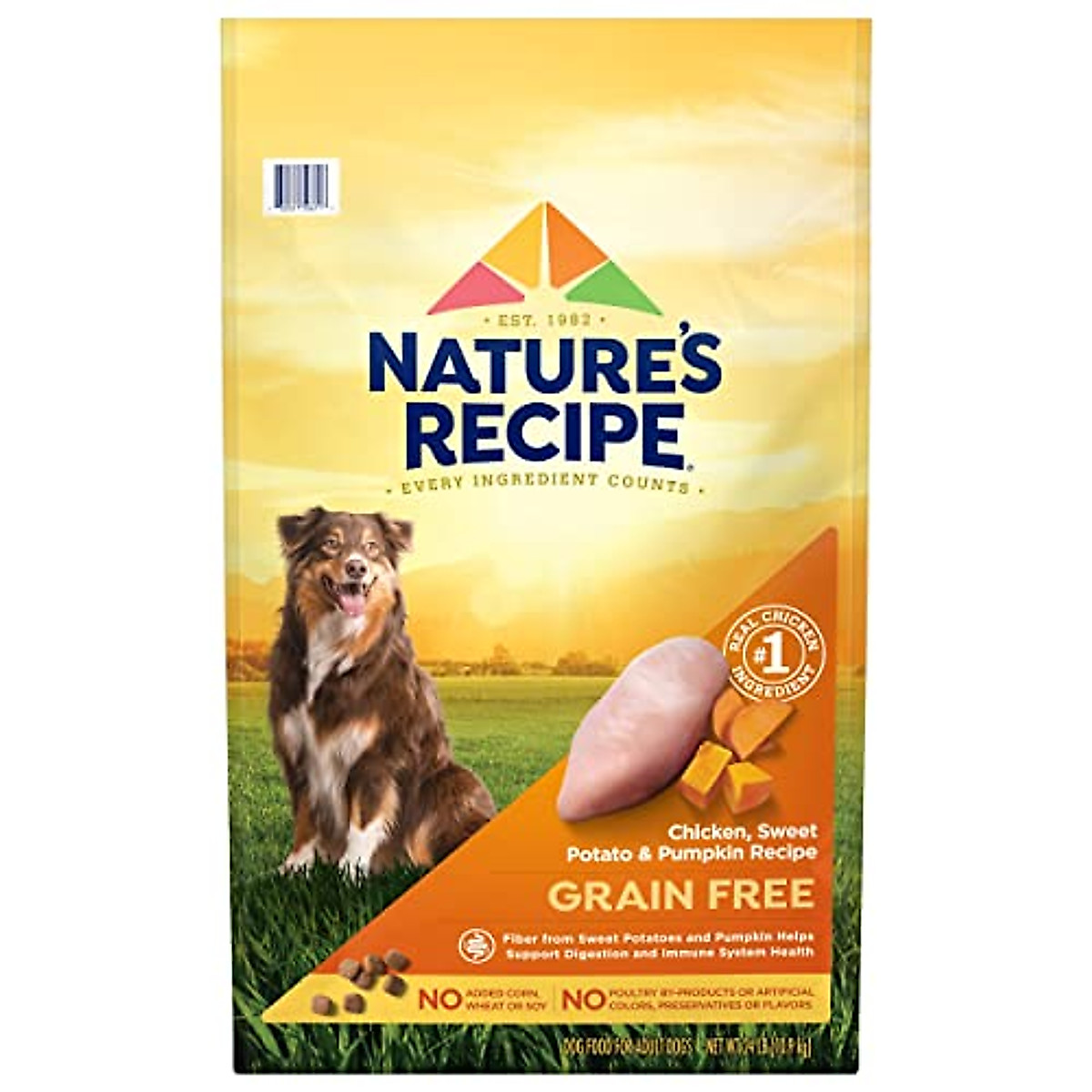 Nature′s Recipe Dry Dog Food, Grain Free Chicken, Sweet Potato & Pumpkin Recipe, 24 lb. Bag