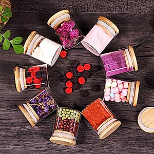 Tzerotone Spice Jar Set,2.5oz 20 Piece Glass Jar with Bamboo Airtight Lids and Labels, Mini Clear Food Storage Containers for pantry, kitchen canisters for Tea, Herbs, Sugar, Salt, Coffee