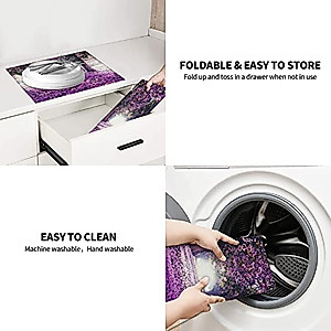 Landscape Flowers Printed Drying Mat For Kitchen Ultra Absorbent Microfiber Dishes Drainer Mats Non-Slip Silicone Quick Dry Pad - 18 X 16inch