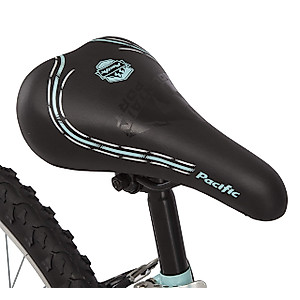 Pacific Mountain Sport Youth/Adult Hardtail Mountain Bike, Boys and Girls, 24-Inch Wheels, 18 Speed Twist Shifters, Front Suspension, Steel Frame, Light Blue