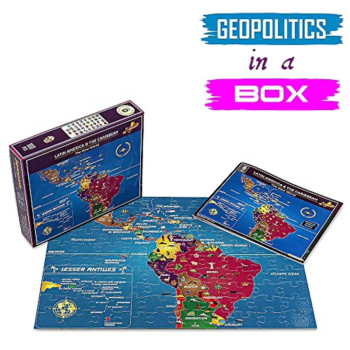 Latin America & Caribbean Map Puzzle – Map of South America – Jigsaw Puzzle-Educational History – 100 Piece Puzzles –The New World Continent – Mexico | Brazil | Chile | Peru | Colombia | South America