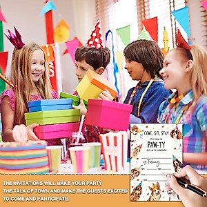 Chuxvon Puppy Dog Birthday Party Invitations, Puppy Paw-ty Birthday Invitation, Double-Sided Fill In Invites, Cute Pet Birthday Party Decorations, 20 Cards With 20 Envelopes(D02)