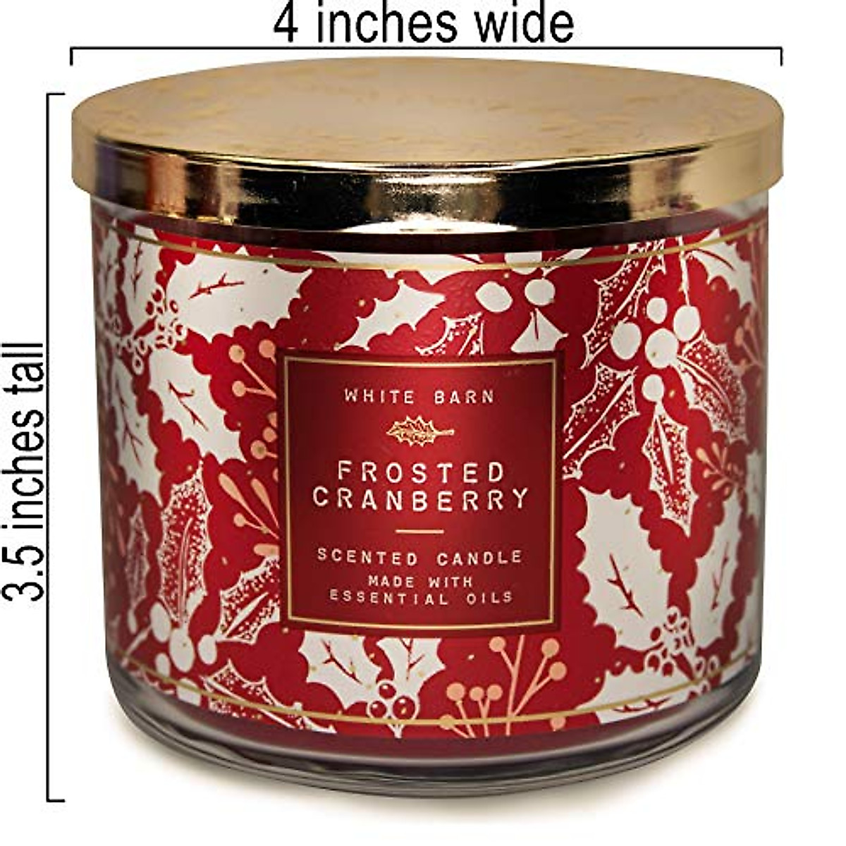 White Barn 3-Wick Candle w/Essential Oils - 14.5 oz - 2020 Holidays Scents! (Frosted Cranberry)