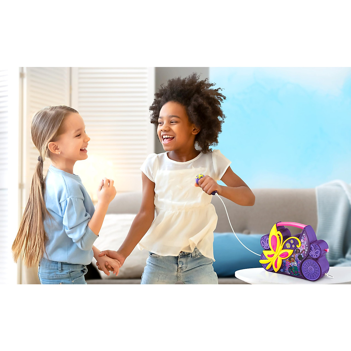 eKids Disney Encanto Sing Along Boom Box Speaker with Microphone for Fans of Disney Toys, Kids Karaoke Machine with Built in Music