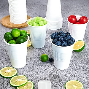 Lilymicky 500 Pack 7 oz Disposable Plastic Cups, Drinking Cups, White Party Cups for Birthday Parties, Picnics, Ceremonies, and Wedding