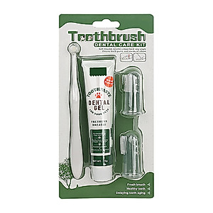 Ylucky Pet Toothbrush Toothpaste Kit Dog Teeth Cleaning Cat Teeth Cleaning Dental Care Kit Pet Finger Toothbrush, Reduce Plaque & Tartar Buildup, Beef Flavor