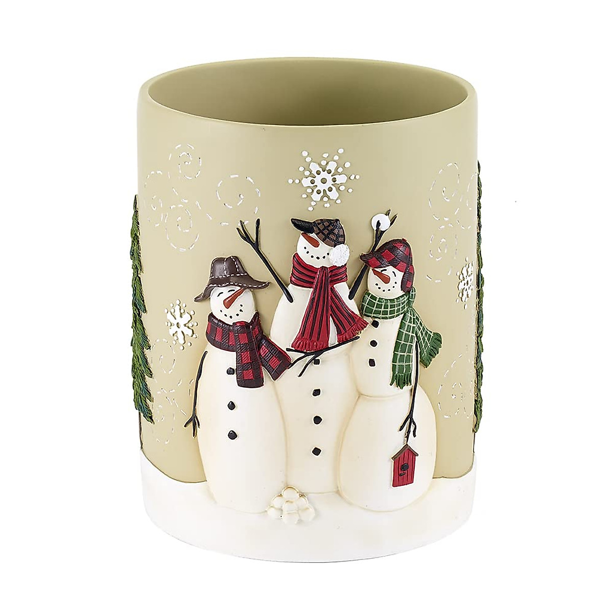Avanti Linens - Wastebasket, Resin Bathroom Accessories, Christmas Decorations (Snowmen Gathering Collection)