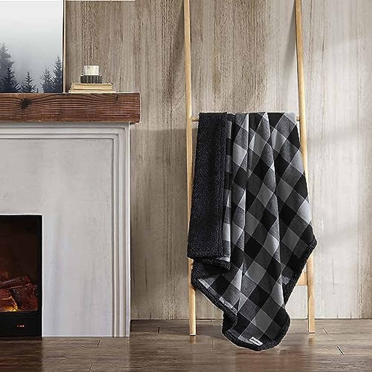 Eddie Bauer - Blanket, Super Soft Reversible Sherpa & Brushed Fleece Bedding, Throw Blankets for Couch, Ideal for Lounging (Cabin Plaid Grey)