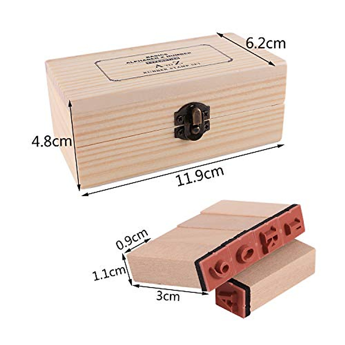Wooden Rubber Stamps Kit, 36pcs Vintage Wooden Rubber Alphabet Letter Number Stamps Set, Craft Ink Stamp Stamper Seal Set with Wooden Storage Box - for Card Making, DIY Planner, Scrapbooking