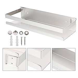 DOITOOL Wall Floating Shelves Floating Shelves Stainless Wall Mount Floating Shelves Kitchen Seasoning Rack Kitchen Storage Shelf Steel Wall Mounted Shower Storage Holder