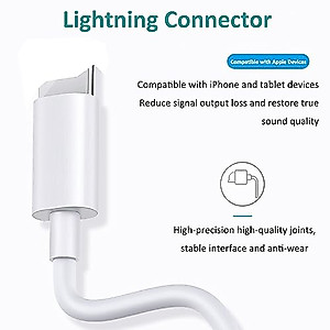 rosyclo 2 Pack Lightning Wired Earbuds Headphones, iPhone in-Ear Stereo Headphones Built-in Microphone Volume Control Earbuds Compatible iPhone 13/12/11/X/8/7/iPad iOS White