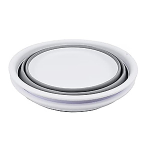 SAMMART 7.5L (1.98 Gallon) Collapsible Tub - Foldable Dish Tub - Portable Washing Basin - Space Saving Plastic Washtub (White/Grey (Set of 2))