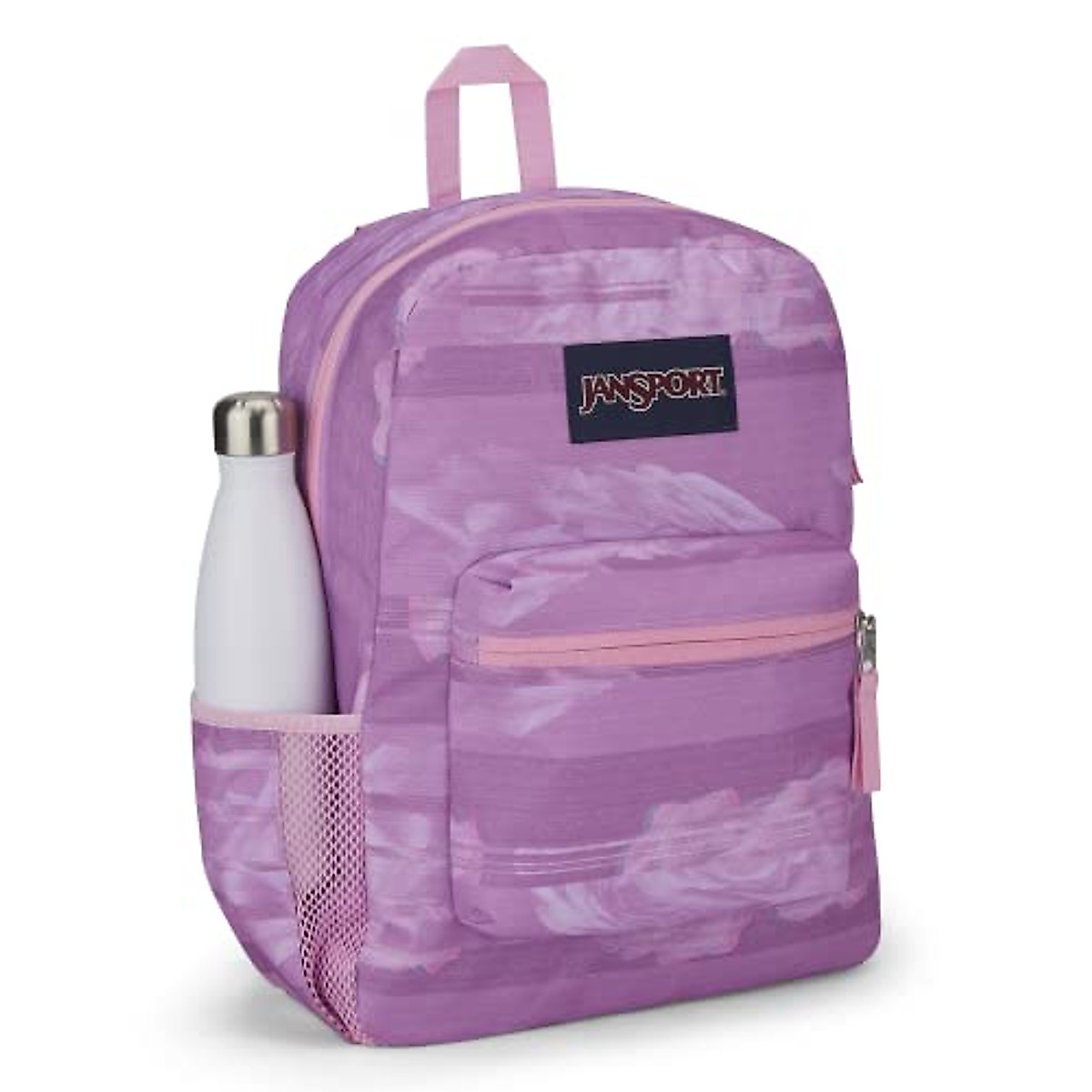 JanSport Cross Town Backpack, Static Rose, 17" x 12.5" x 6" - Simple Bag with 1 Main Compartment, Front Utility Pocket - Premium Class Accessories
