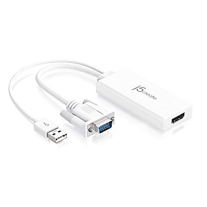 j5create HDMI to VGA Adapter- 4K 1080p @ 60 Hz | 1.62 Gbps and 2.7 Gbps | Compatible with Apple iMac or MacBook, PC, HDTV, Projectors and More