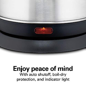 Hamilton Beach Gooseneck Pour Over Electric Tea Kettle, Water Boiler & Heater, 1.2 L, Cordless, Auto-Shutoff & Boil-Dry Protection, Stainless Steel (40899)