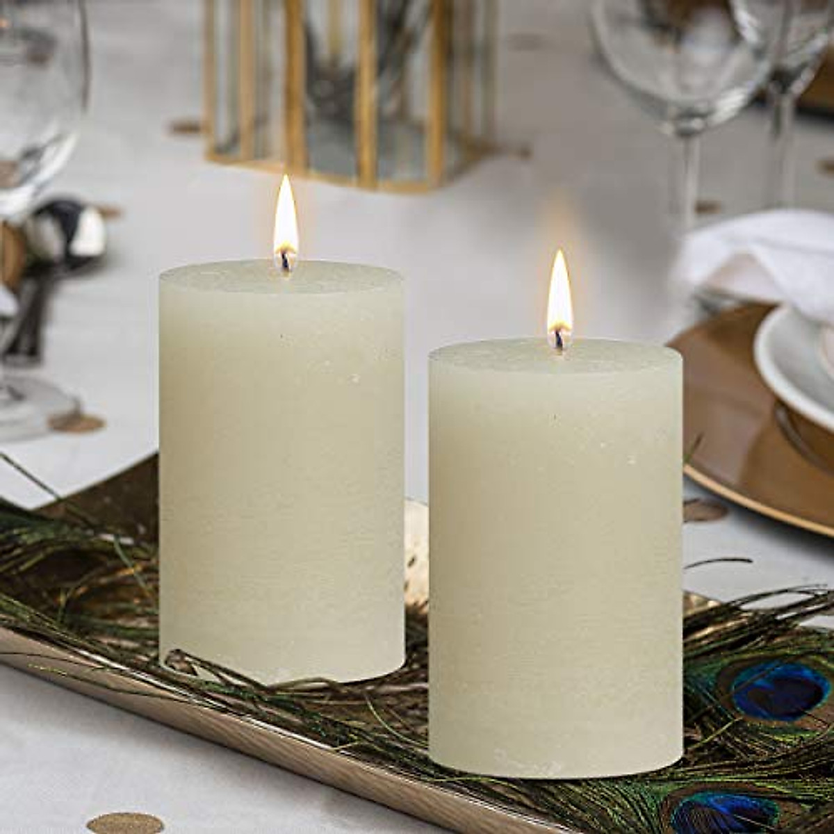 Bolsius Rustic Set of 6 Pillar Candles 2.75X 5 Inch Ivory - Romantic Unscented Dripless Dinner Decoration Table Candles Modern Look Great for Wedding, Home Décor, Bath, Gifts, (130x68mm)