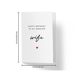 KARTO - Sweet Birthday Card for Wife, Large 5.5 x 8.5 Greeting Card, Birthday Card for Wife from Husband, Happy Birthday Wife Card - Simple Wife
