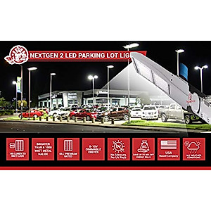 300 Watt LED NextGen II Parking Lot Lights – 40,000 Lumens – Super Efficiency 130 Lumen to Watt - 5000K - with Photocell - Silver/Gray Housing