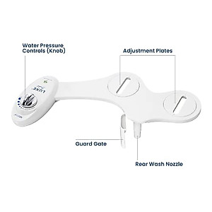 LUXE Bidet NEO 110 - Fresh Water Non-Electric Bidet Attachment for Toilet Seat, Adjustable Water Pressure, Rear Wash (White)